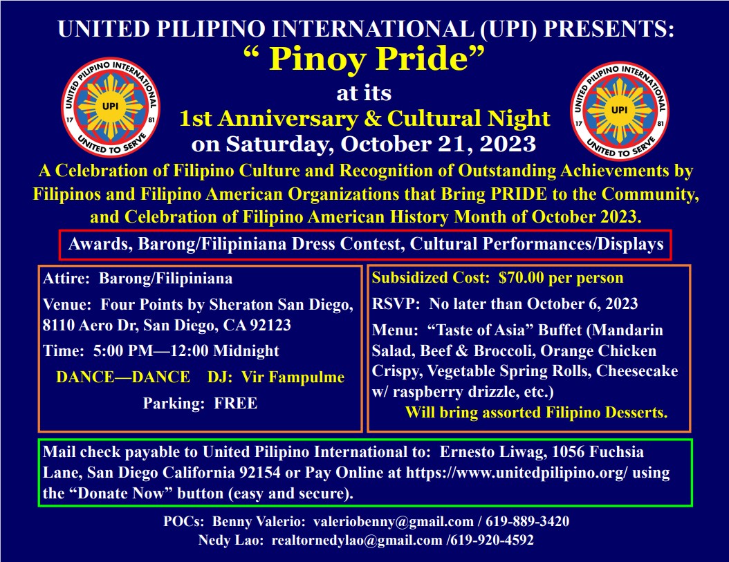 UPI 1st Anniversary Celebration, October 21, 2023 – United Pilipino ...